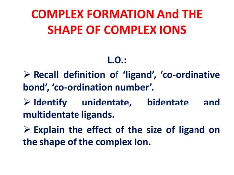 Ppt Complex Formation And The Shape Of Complex Ions Powerpoint