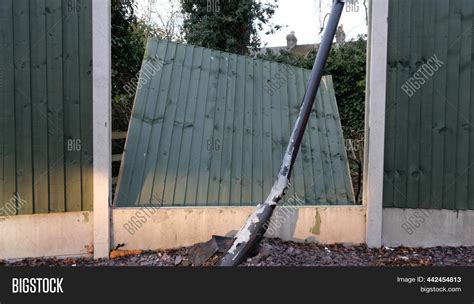 Broken Fence Panel Image Photo Free Trial Bigstock