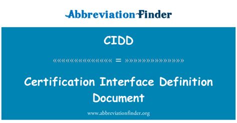 Cidd Significa Documento De Definição De Interface De Certificação