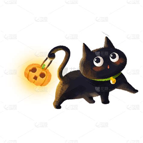 卡通感万圣节猫元素贴纸