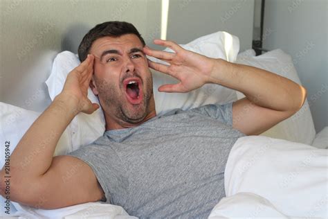 Man With Hallucinations In Bed Stock Photo Adobe Stock
