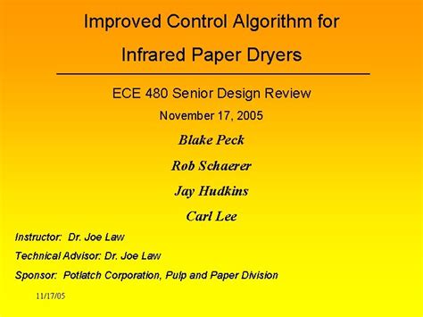 Improved Control Algorithm For Infrared Paper Dryers Ece