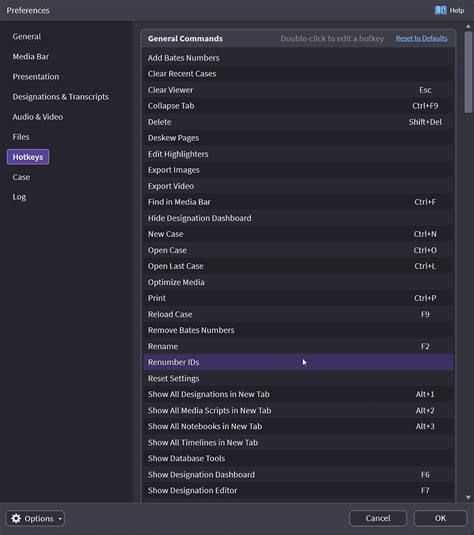 Oncue Preferences Hotkeys