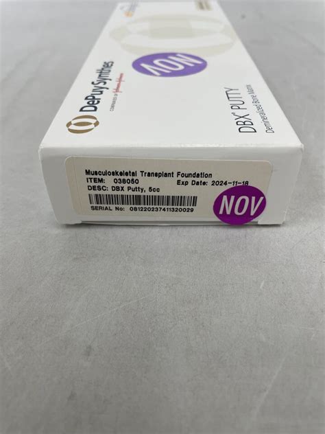 New Depuy 38050 Dbx Putty 5cc Demineralized Bone Matrix Disposables