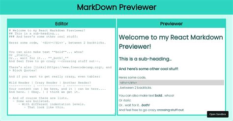 markdownpreviewer freecodecamp codesandbox