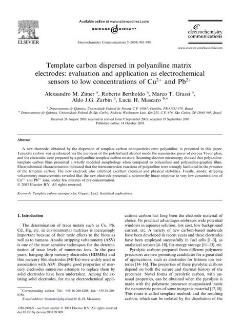 Pdf Template Carbon Dispersed In Polyaniline Matrix Electrodes