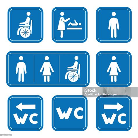 화장실 아이콘입니다 남자 여자 휠체어 사람 기호 와 아기 변화 남성 여성 핸디캡 화장실 표지판 글리프 스타일 Wc 기호 가정의