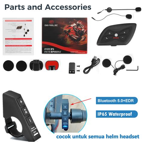 Jual Intercom Gearelec V6 Pro Bluetooth 800m Intercom Headset Vnetphone Helm 6 Rider Helmet