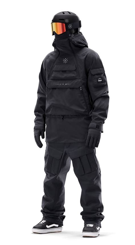 Ski Overall Black Techwear Outerwear For Snowboarding Snowboard