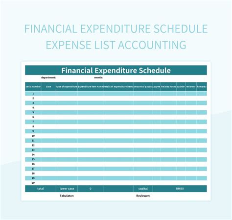 Financial Expenditure Schedule Expense List Accounting Excel Template And Google Sheets File For