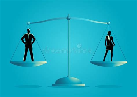 Businessman And Businesswoman Standing On A Scale Stock Vector