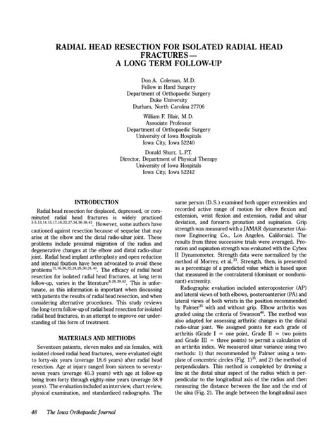 Pdf Radial Head Resection For Isolated Radial Head Fractures—a Long