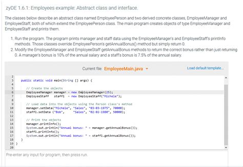 Solved Employees Example Abstract Class And Interface The Classes