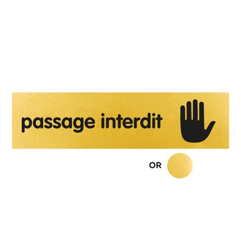 Plaquette Passage Interdit Classique Or 170x45mm 4490885 Leroy Merlin