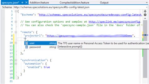 Auto completion of SpecSync configuration file in VS Gáspár Nagy on