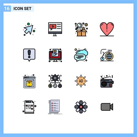 16 Universal Flat Color Filled Line Signs Symbols Of Error Message
