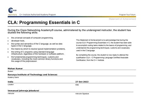 Mohan Kumar R On Linkedin Cprogramming Certification