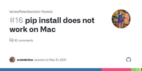 Pip Install Does Not Work On Mac · Issue 16 · Tensorflowdecision