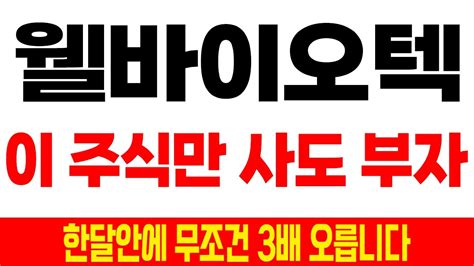 웰바이오텍 저평가는 바로 해소됩니다 지금이 기회에요 웰바이오텍 웰바이오텍주가 웰바이오텍주가전망 웰바이오텍전망 웰바이오텍주식 Youtube