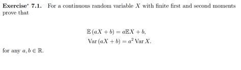 Solved Exercise For A Continuous Random Variable X Chegg Com