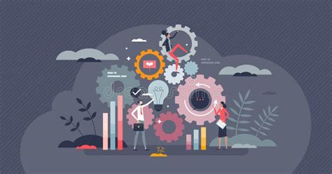 Business Operation Workflow And Process Management Tiny Person Concept Stock Vector