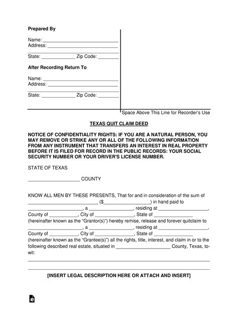 Texas Quit Claim Deed Form Fill And Sign Printable Template Online