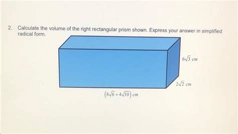 Solved Calculate The Volume Of The Right Rectangular Chegg