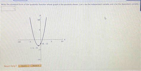 Solved Write The Standard Form Of The Quadratic Function Whose Graph