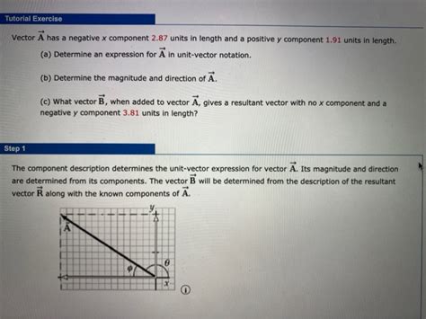 solved tutorial exercise vector a has a negative x component