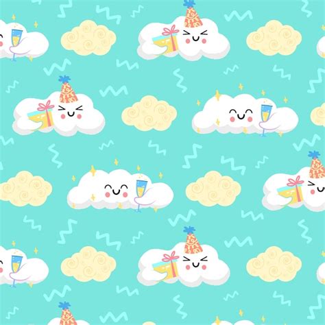 Premium Vector Hand Drawn Cute Clouds Pattern