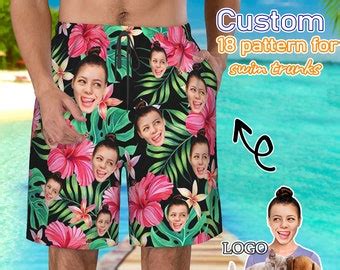 Custom Face Swim Trunk Funny Swim Trunks Personalized Men Swim Trunks