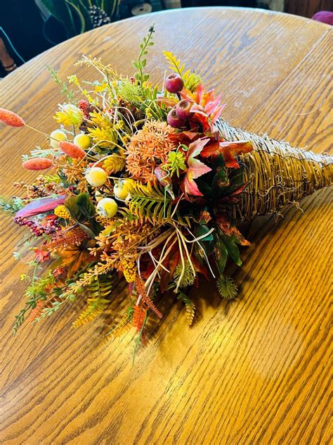 Cornucopia Table Arrangement Thanksgiving Arrangements Fall Table