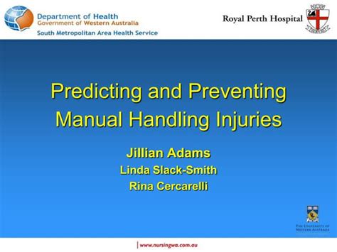 Predicting And Preventing Manual Handling Injuries Ppt