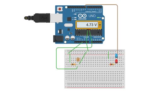 Circuit Design განათების კონტროლი დავალება Arduino Tinkercad