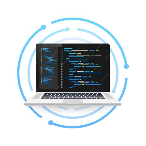 premium vector laptop coding concept web developer programming