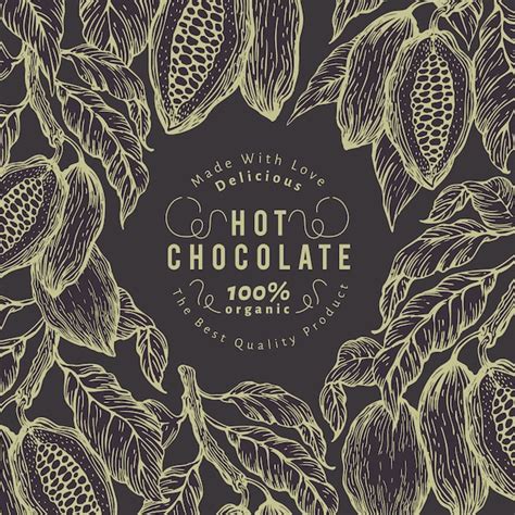 Premium Vector Cocoa Bean Tree Banner Template Chocolate Cocoa Beans Frame