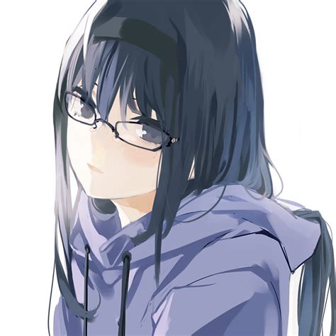 Safebooru 1girl Akemi Homura Bangs Black Framed Eyewear Black Eyes
