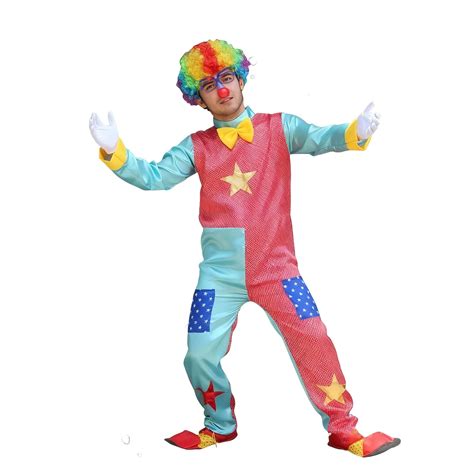 Conzone Carnival Mens Clown Dress Up Funny Junpsuit And Hat Outfits