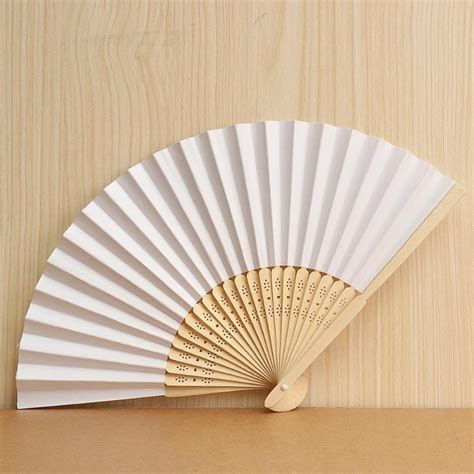 Abanicos De Papel Plegables De Bamb De Seda Blanca Abanico Plegable De Mano Para Decoraci N 