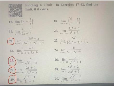 solved finding a limit in exercises 17−42 find the limit