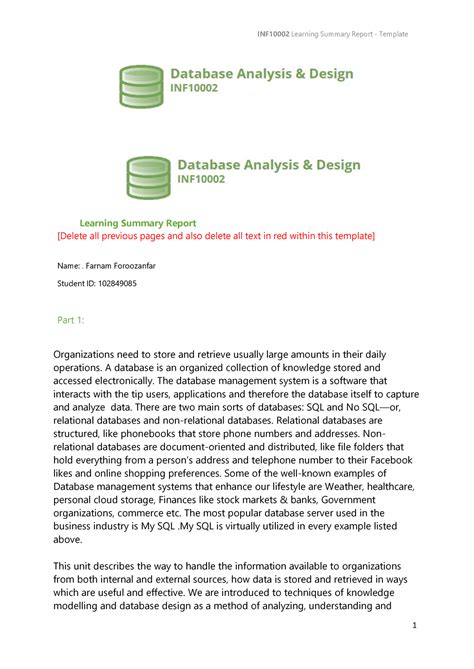 Inf10002 Lsr Template Lsr 2020 Warning Tt Undefined Function 32 Learning Summary Report