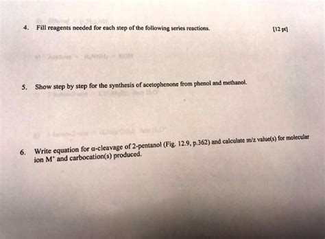 Fill Reagents Needed For Cach Step Of The Following Series Reactions 12