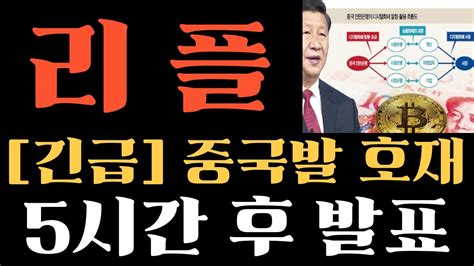 리플 코인 긴급 중국발 강력폭등 호재 떴다 3000 초대박 5시간 후 발표 리플목표가 리플호재 리플전망 리플코인목표가 리플코인호재 리플코인전망