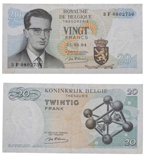 Банкнота Бельгия 20 франков 1964 год стоимостью 1300 руб