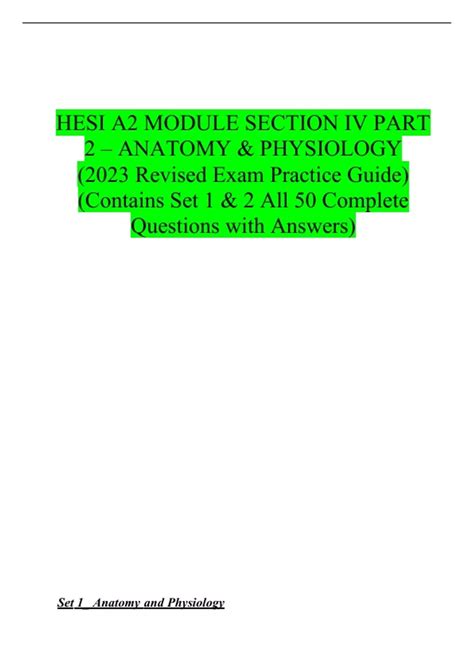 Hesi A2 Module Section Iv Part 2 Anatomy And Physiology 2023 Revised