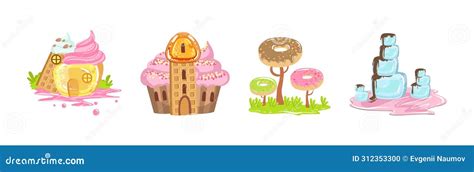 Sweet Candy Wonderland And Forest Object Vector Set Stock Vector Illustration Of Dessert