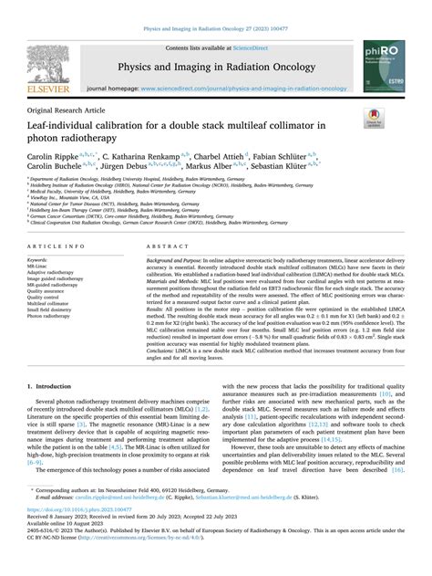 Pdf Leaf Individual Calibration For A Double Stack Multileaf