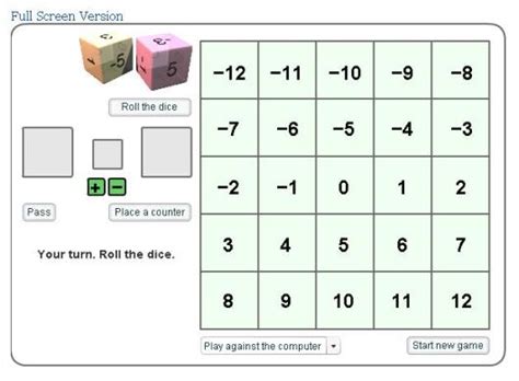 Connect Three Integer Game Mr Williams Maths