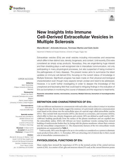 Pdf New Insights Into Immune Cell Derived Extracellular Vesicles In