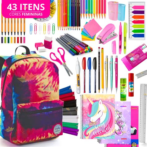 Kit Material Escolar Menina Completo Mochila Feminina Escolar Material